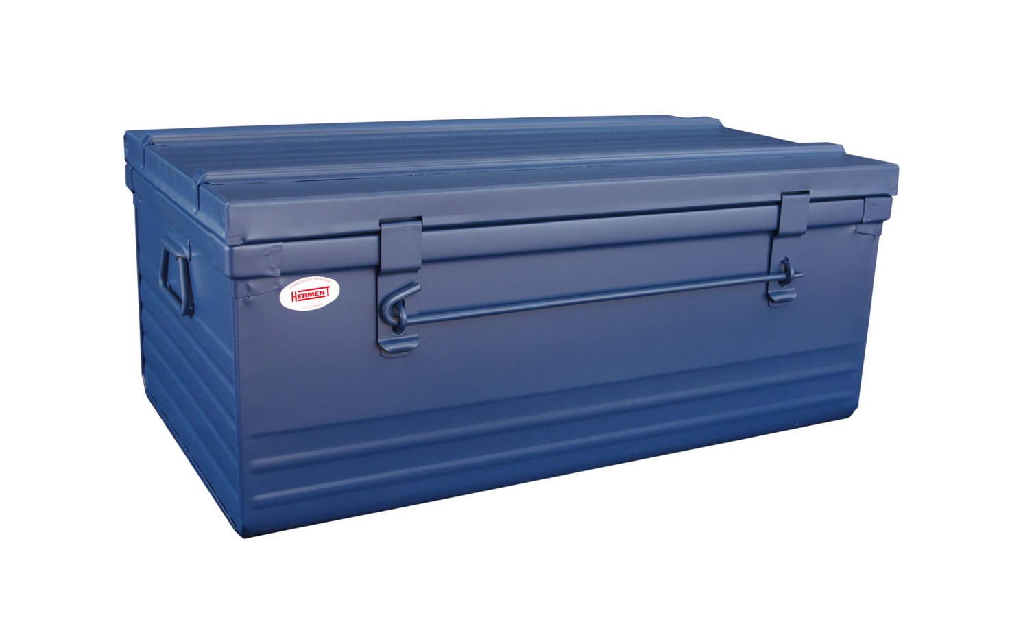 Malle métallique bleue